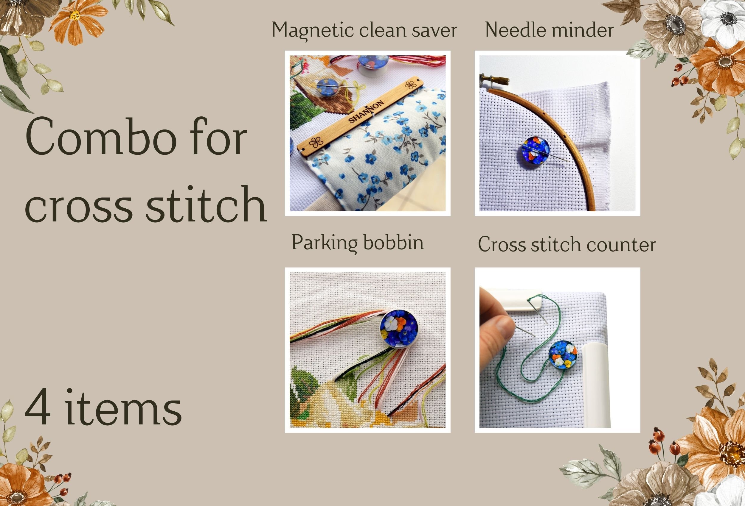 Embroidery Tool Kit for Cross Stitch 4 Accessories Stitching Needle ...