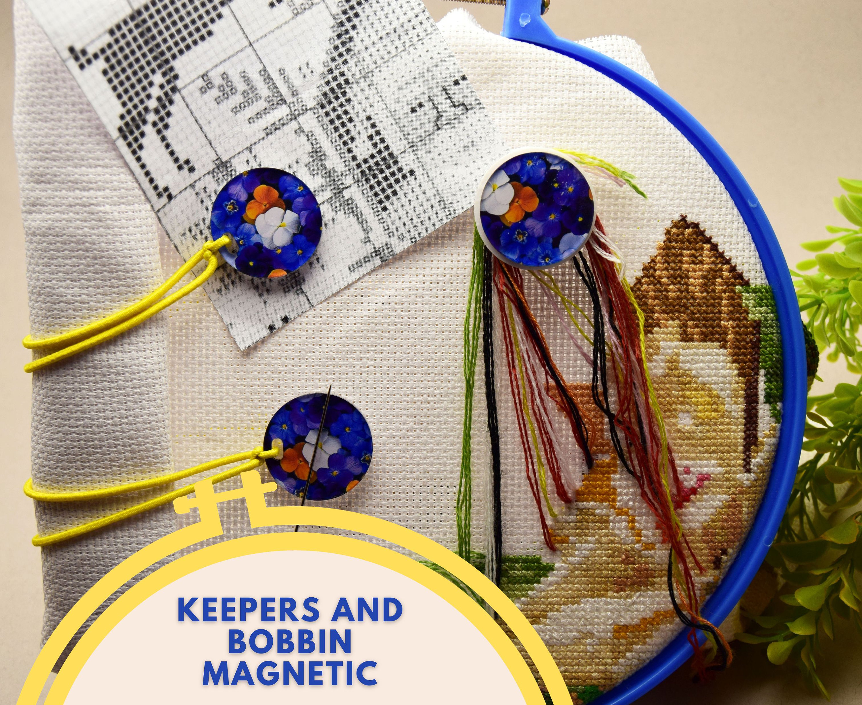 Floss Parking Bobbin and Keepers for Cross Stitch Fabric Tension Clip ...