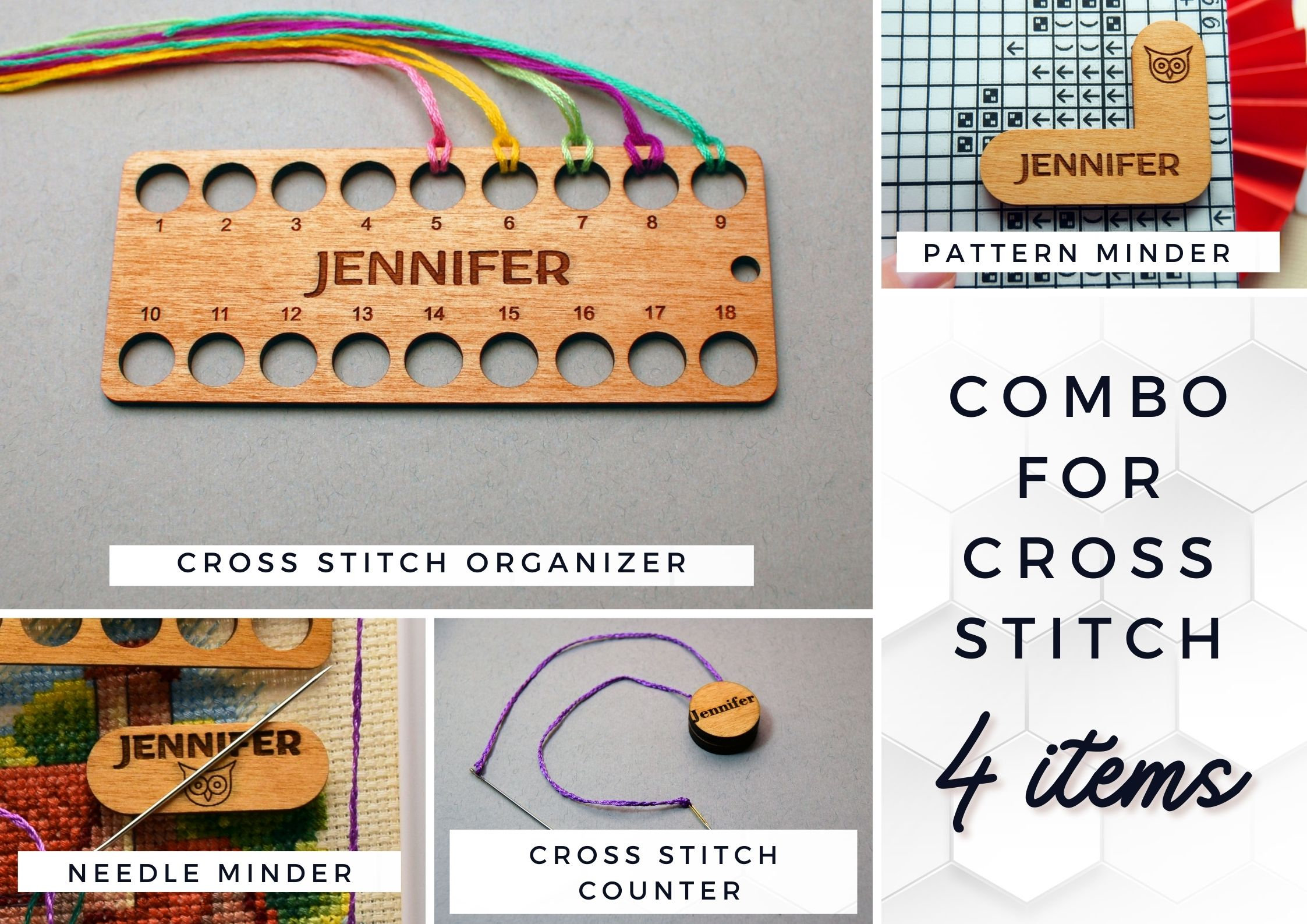 The Set of 4 Useful Tools for Cross Stitch Cross Stitch Kit Floss ...
