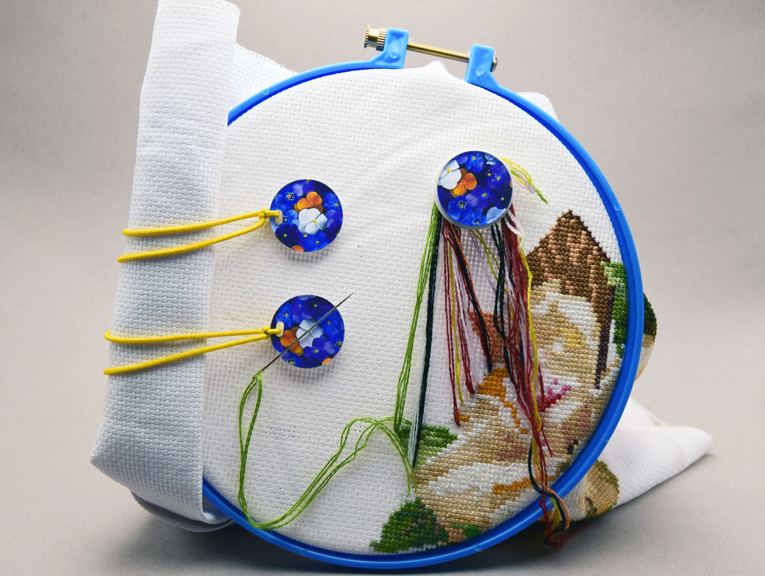 Floss Parking Bobbin and Keepers for Cross Stitch Fabric Tension Clip ...