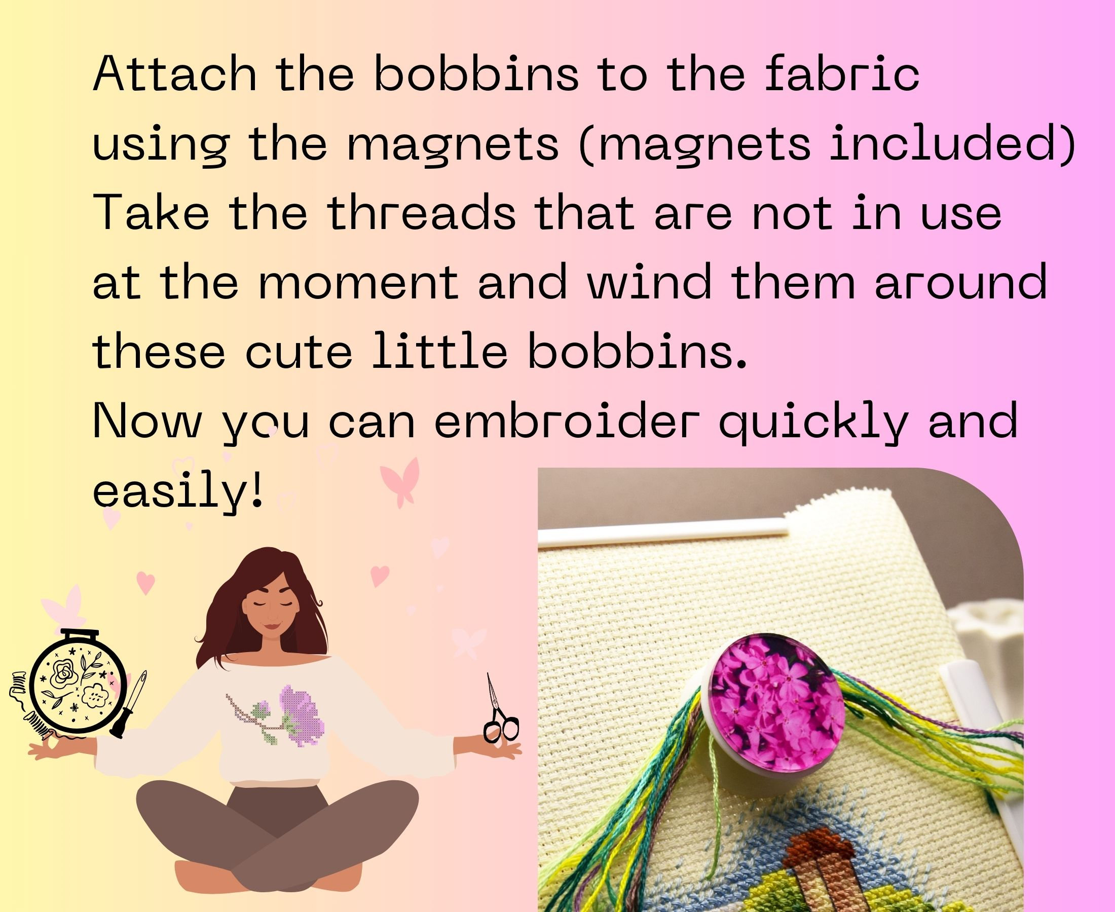 Floss Parking Bobbin and Keepers for Cross Stitch Fabric Tension Clip ...