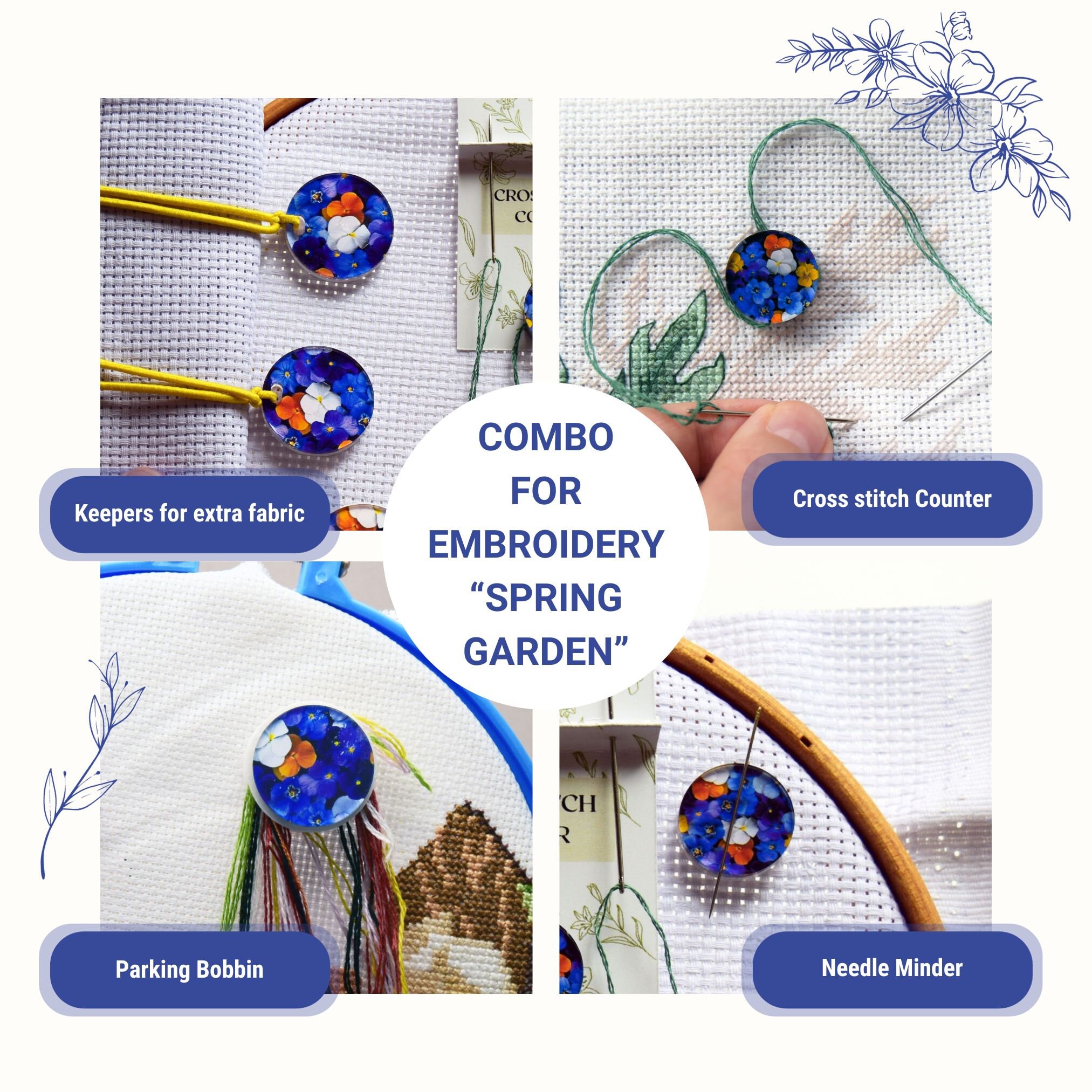 Embroidery Tool Kit for Cross Stitch 5 Accessories for Stitching Needle ...