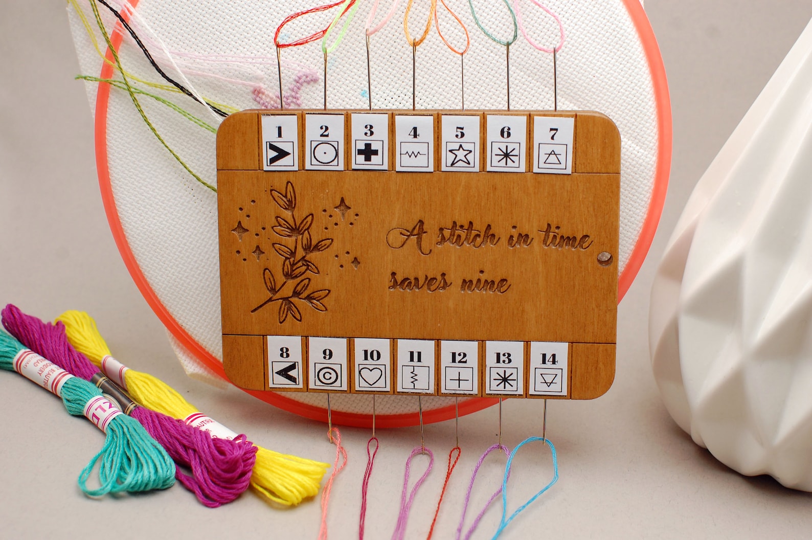 Cross Stitch Floss Organizer Wood Thread Storage Embroidery Tool Cross ...