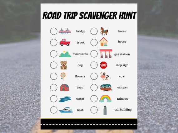 Road Trip Scavenger Hunt Kids Summer Activity Spring Break | Etsy