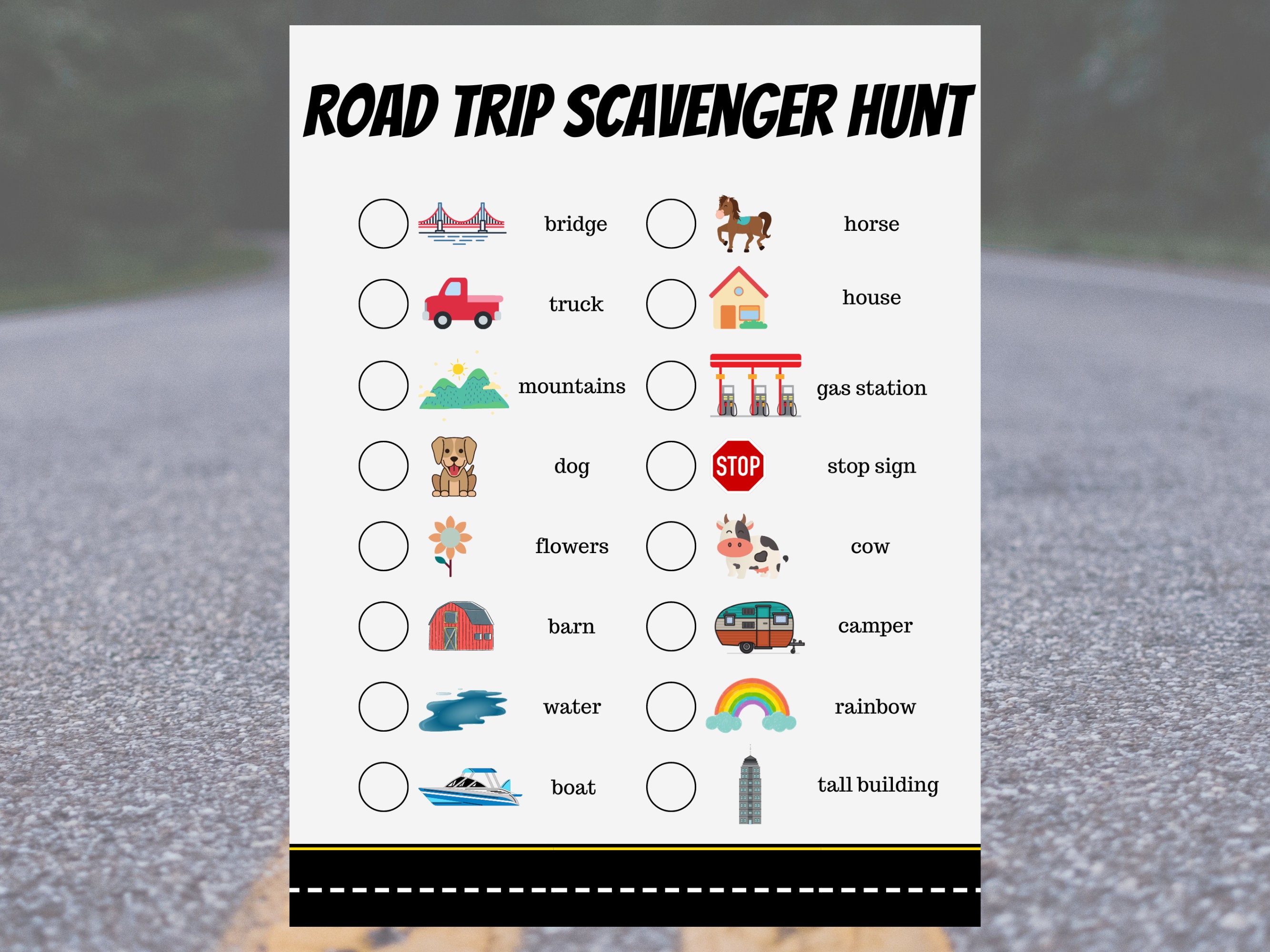 Road Trip Scavenger Hunt Kids Summer Activity Spring Break Printable ...