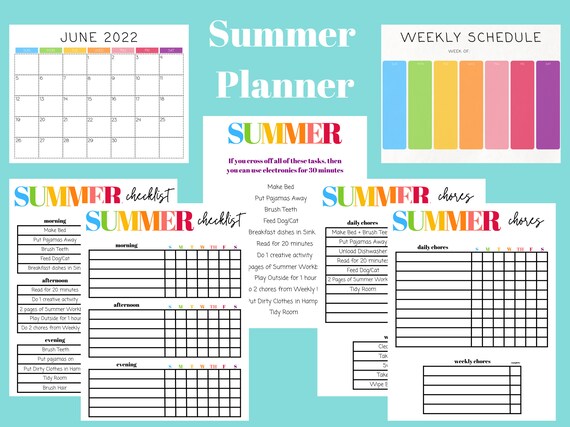 Summer Planner 2022 Printable Instant Download Weekly Schedule - Etsy