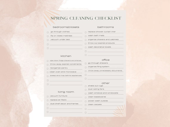Spring Cleaning Checklist Printable Instant Download | Etsy