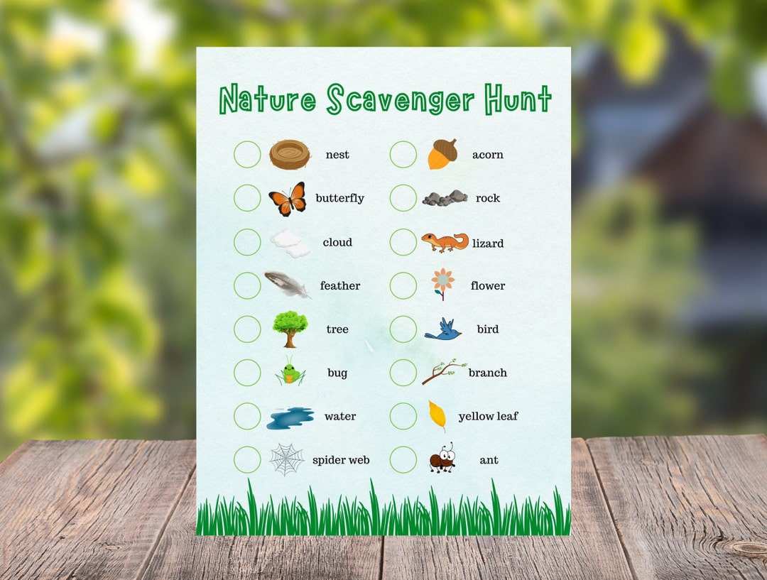 Outdoor Nature Scavenger Hunt Printable Kid Friendly Activity Summer ...