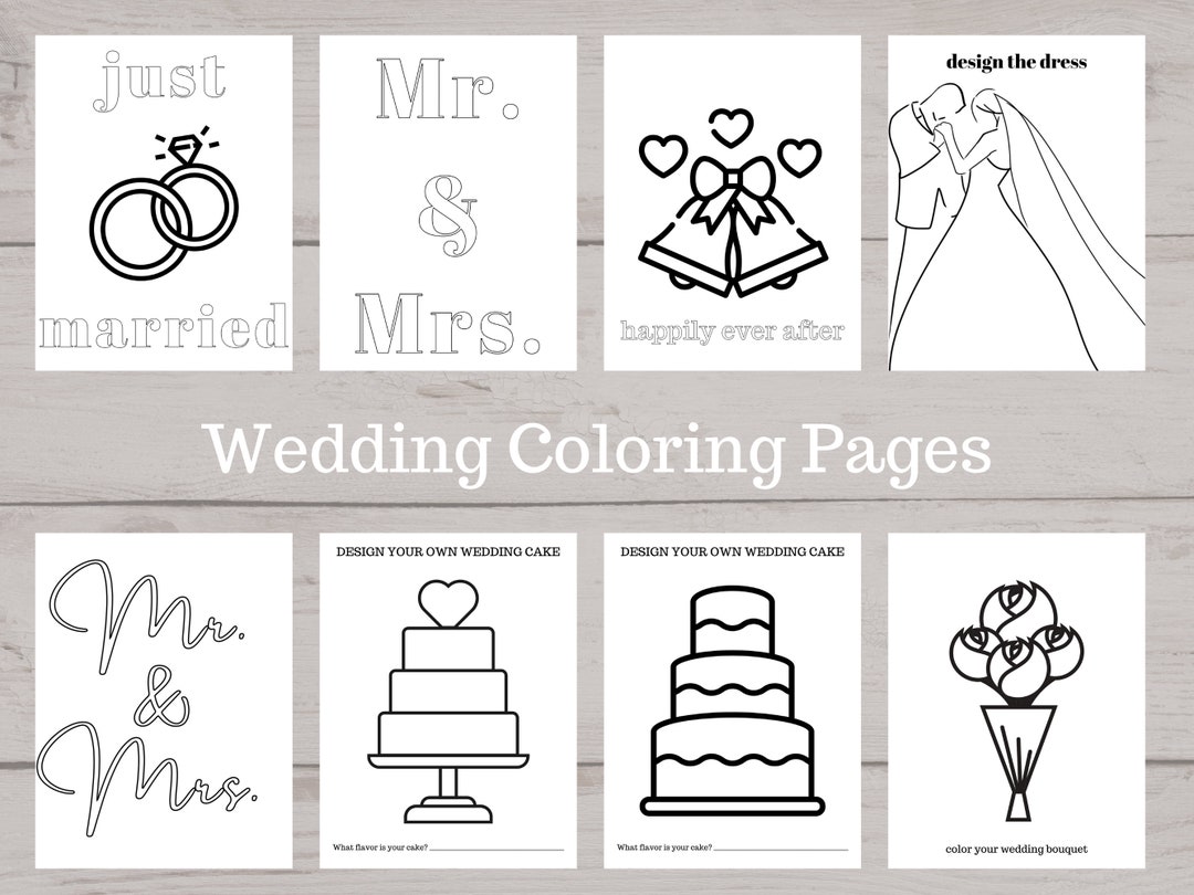 Wedding Coloring Pages Printable Kids Activity Wedding Activity Instant ...