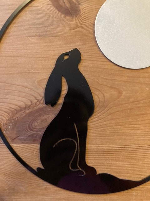 Metal Wall Art Steel Moon Gazing Hare Plaque Home Decor - Etsy