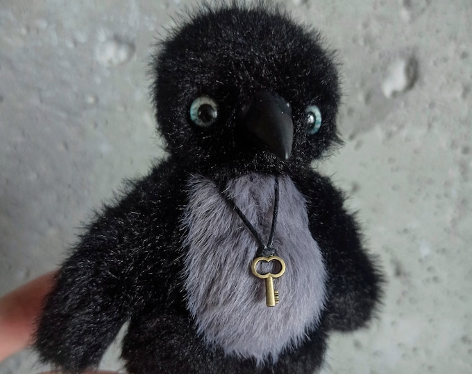 Huginn Crow, Teddy Crow, Plush Baby Crow, Cute Teddy Crow, Collectible ...