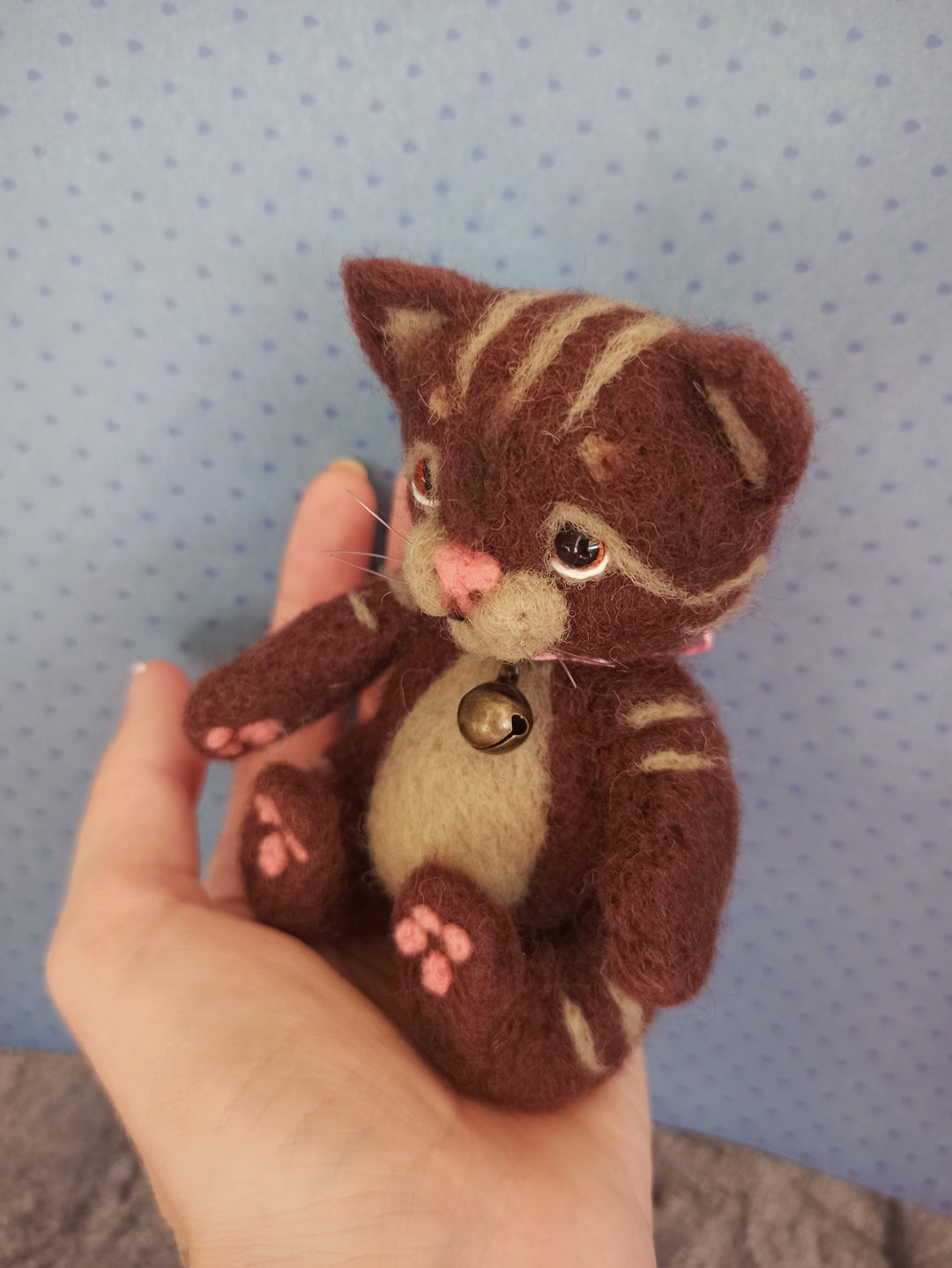 Cute Felted Cat Doll, Felted Kitten, Chocolate Kitten, Felted Wool Cat ...