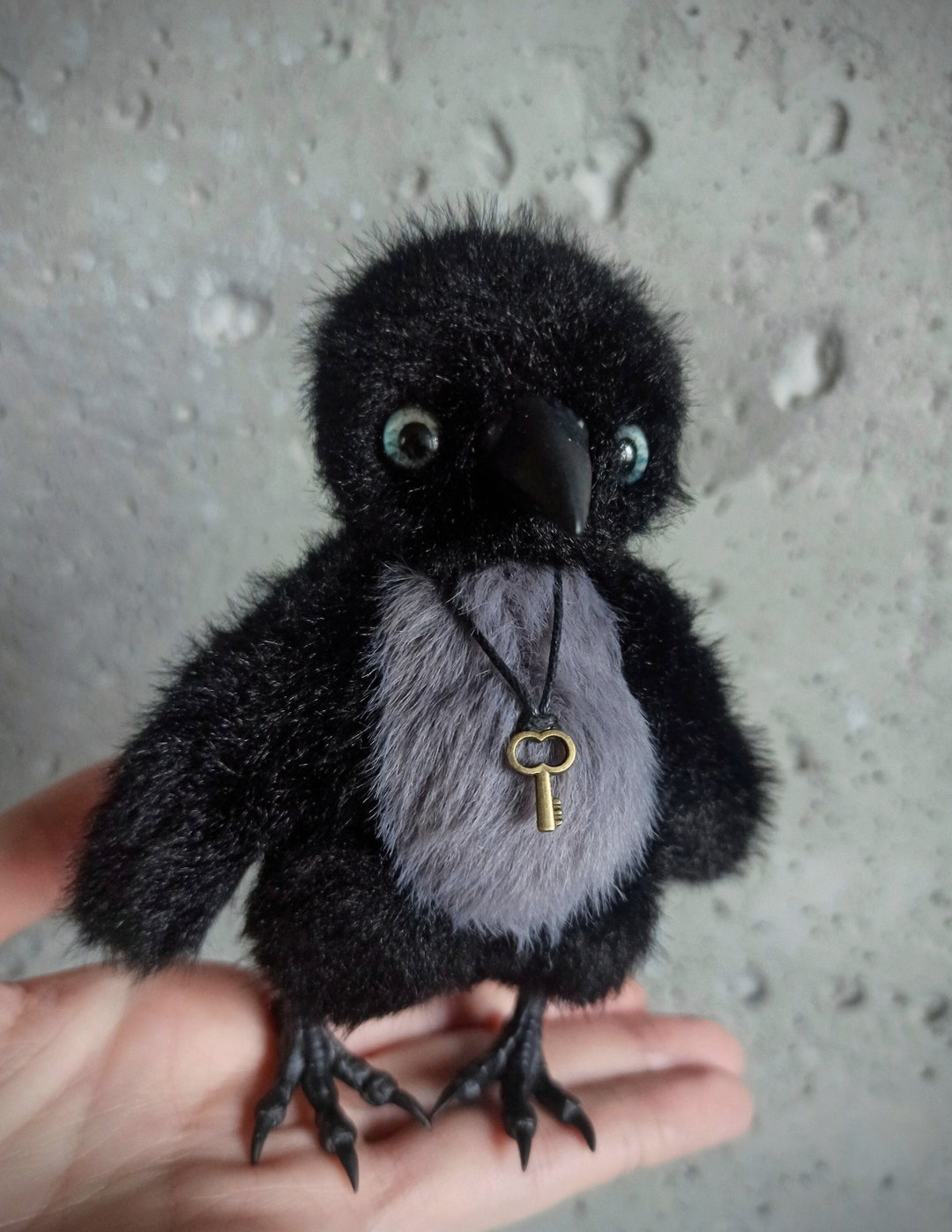 Huginn Crow, Teddy Crow, Plush Baby Crow, Cute Teddy Crow, Collectible ...