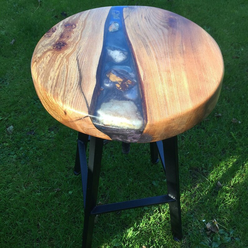 Bespoke Handmade Elm and Resin Stool | Etsy