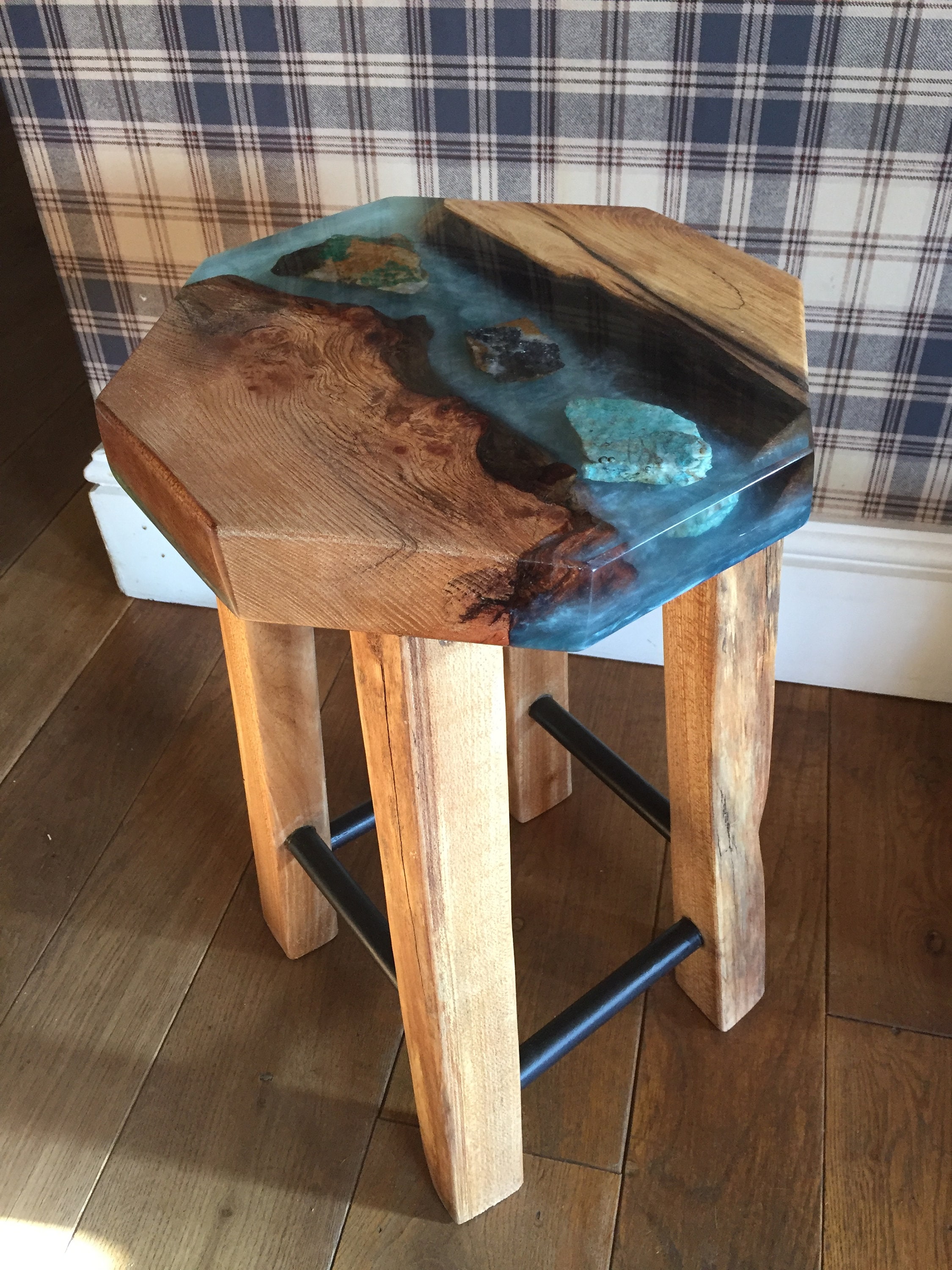 Elm and Resin Stool With Natural-look Elm Legs - Etsy