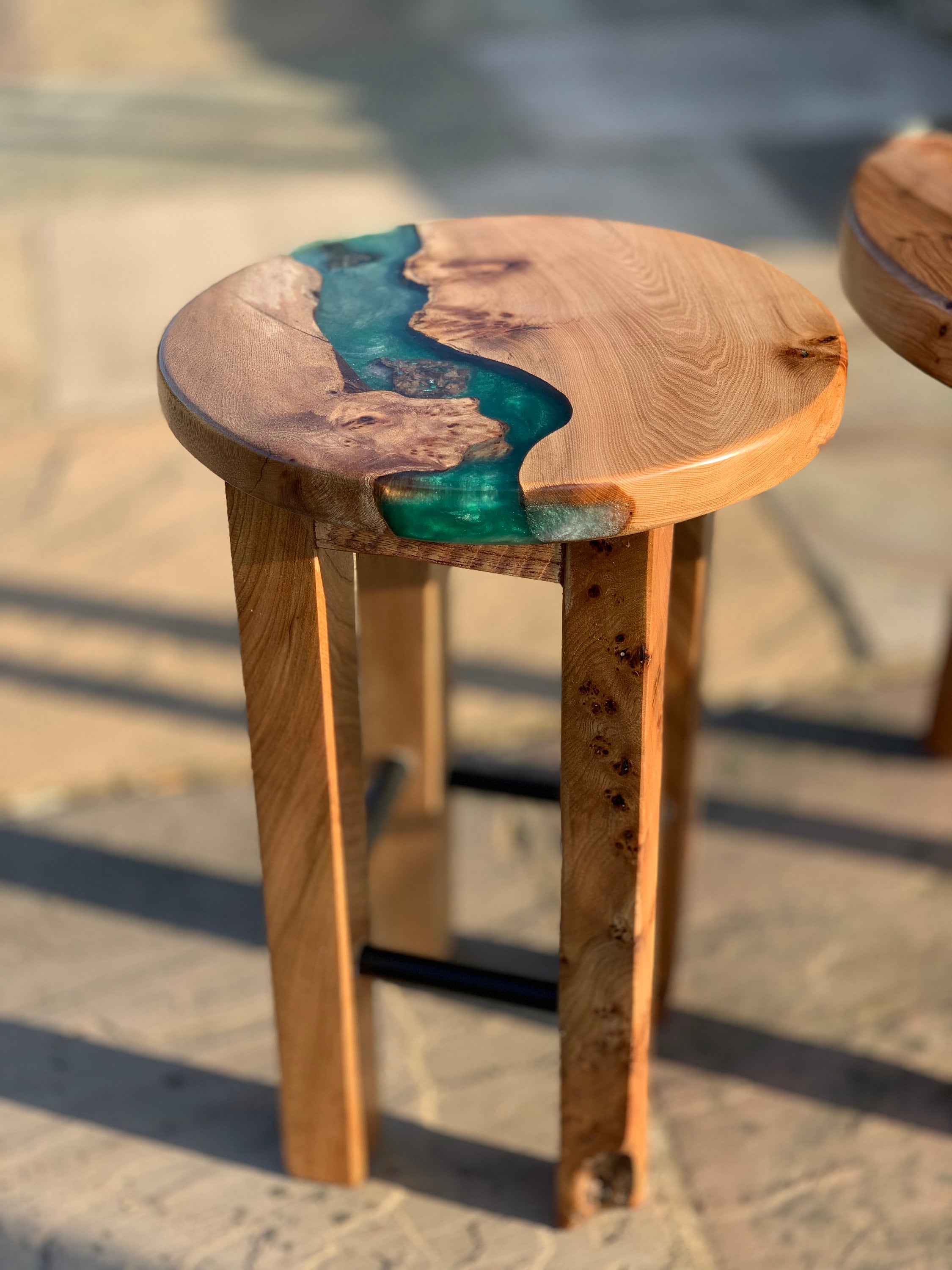 Elm and Resin Stool With Natural-look Elm Legs | Etsy