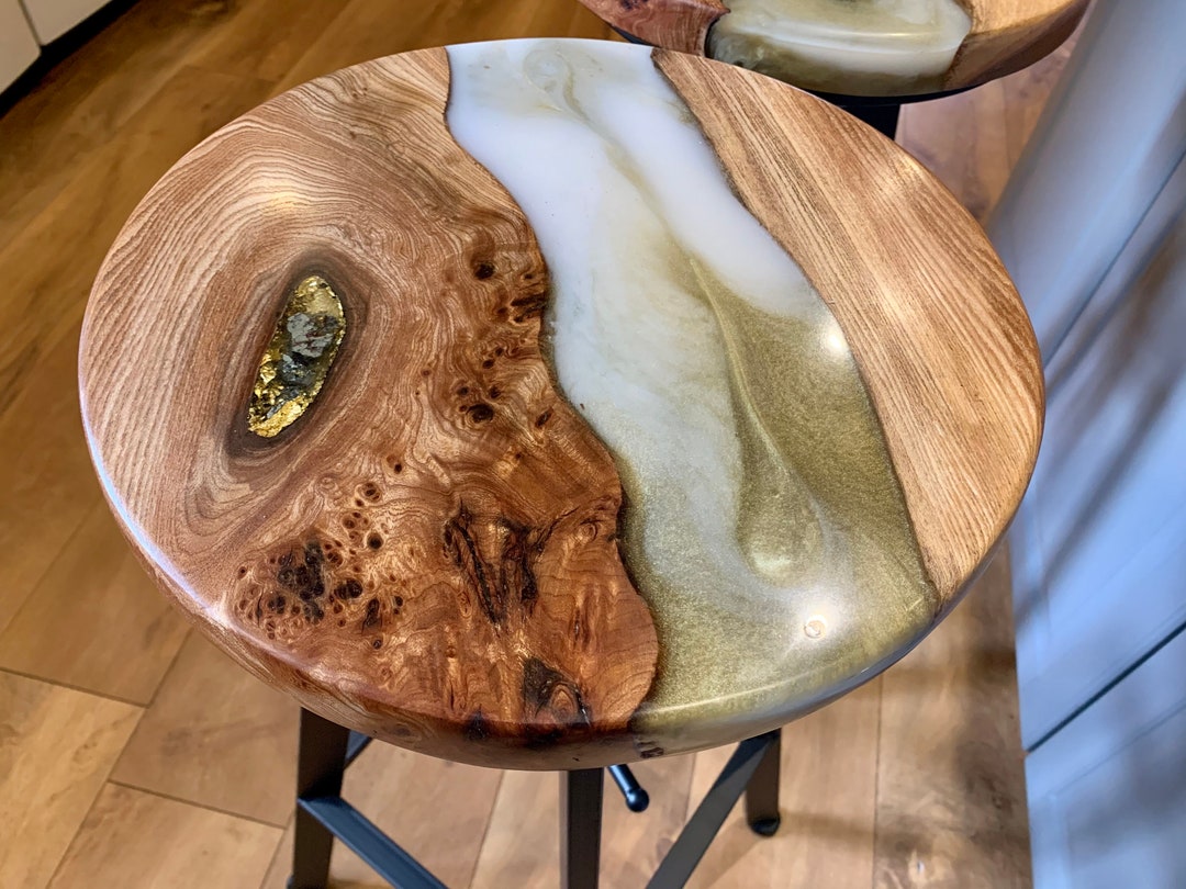Bespoke Handmade Elm and Resin Stool - Etsy