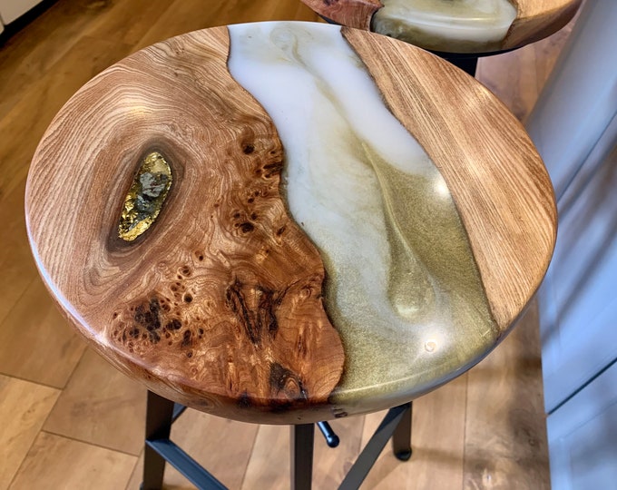 Bespoke Handmade Elm and Resin Stool - Etsy