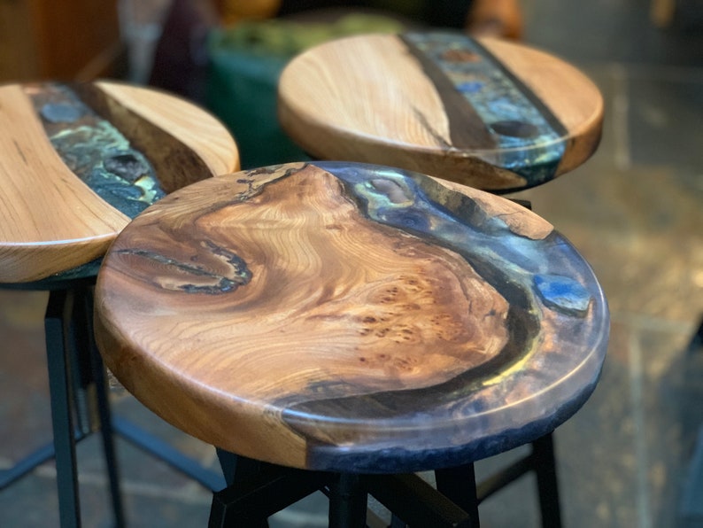 Bespoke Handmade Elm and Resin Stool - Etsy