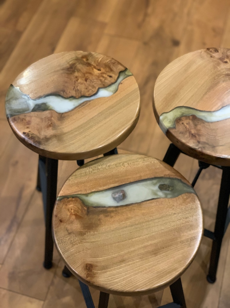 Bespoke Handmade Elm and Resin Stool | Etsy