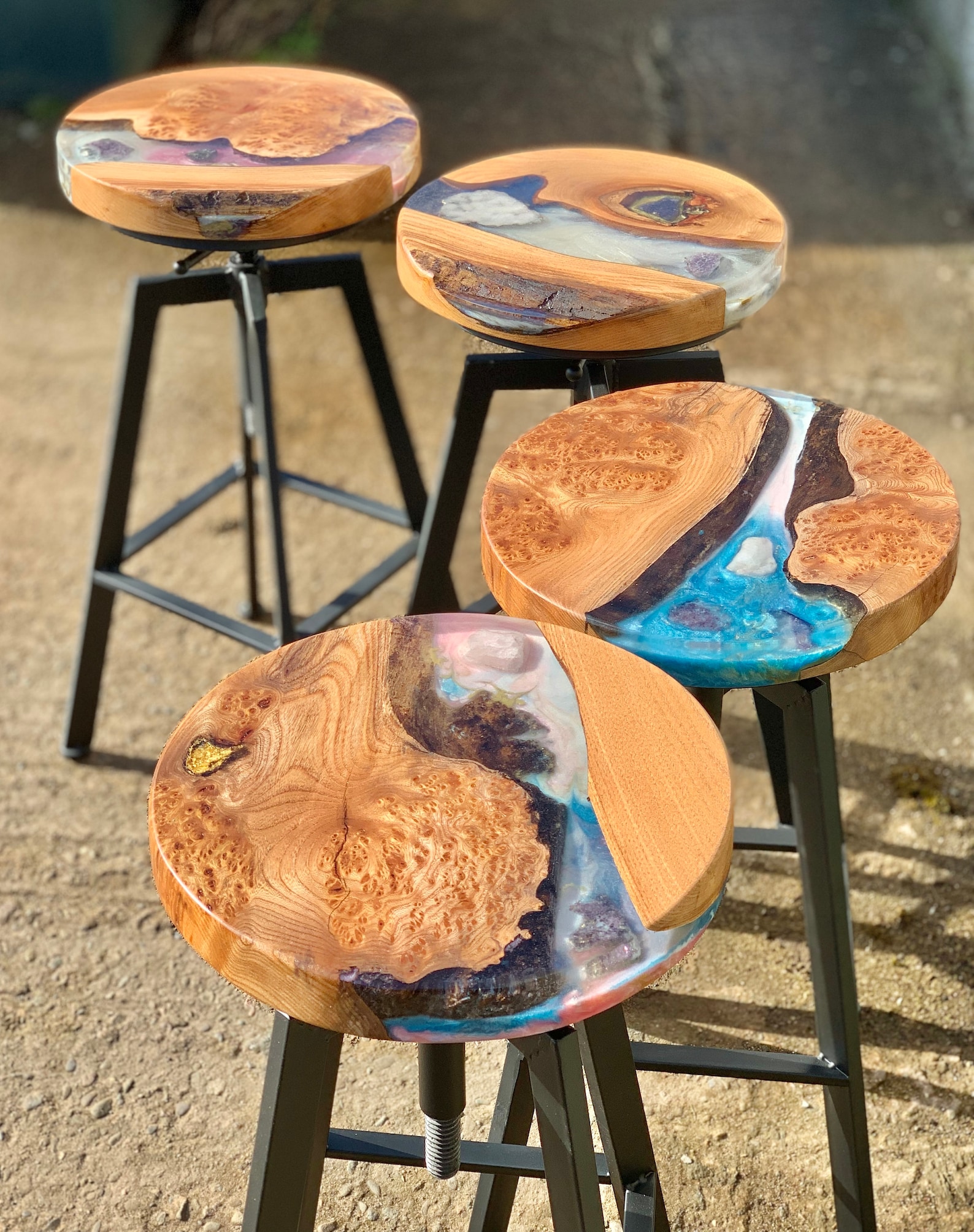 Bespoke Handmade Elm and Resin Stool | Etsy