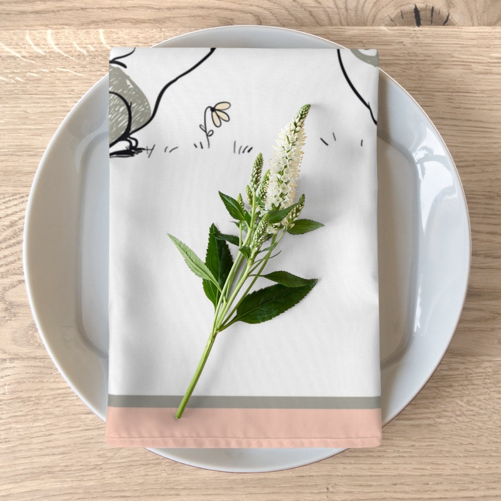 Easter Cloth Napkins With Happy Bunnies Cloth Table Linens Set of Four ...