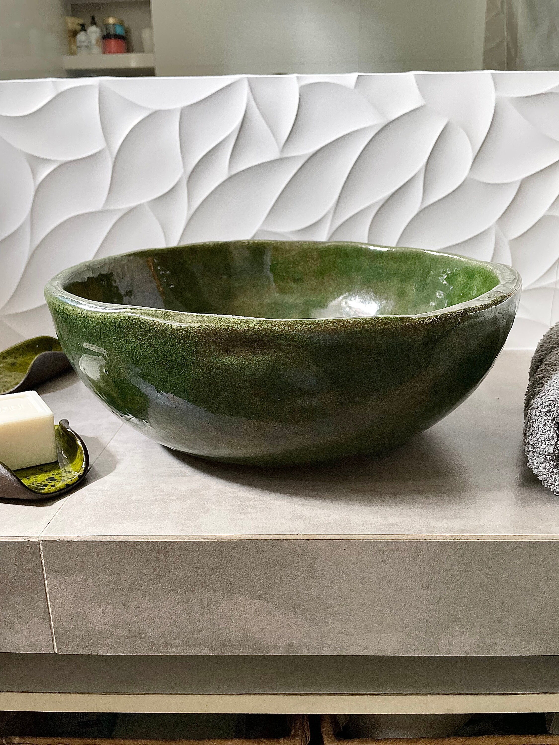 Ceramic Handmade GREEN SINK WASHBASIN Bathroom - Etsy