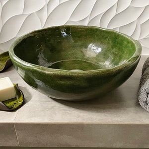 Ceramic Handmade GREEN SINK WASHBASIN Bathroom - Etsy