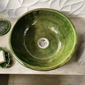 Ceramic Handmade GREEN SINK WASHBASIN Bathroom - Etsy