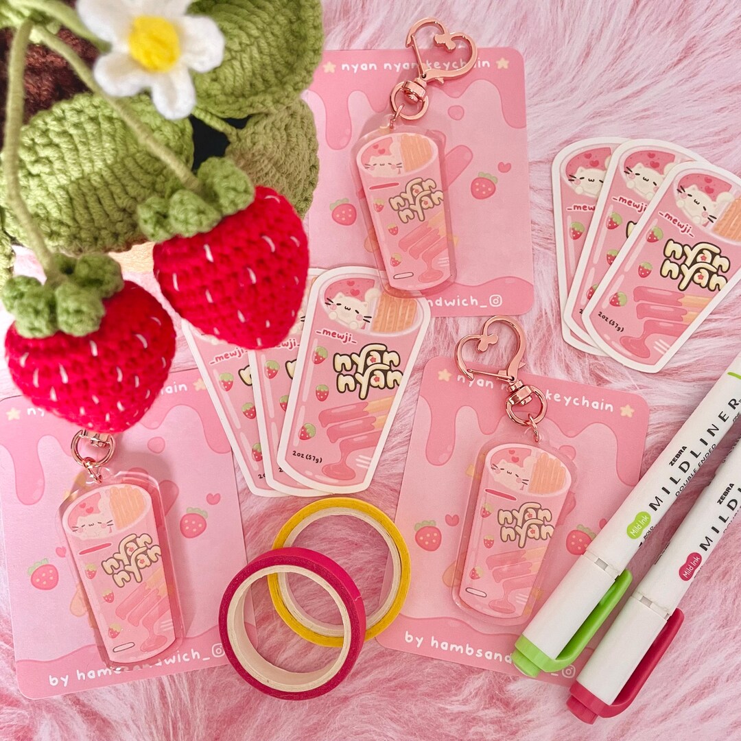 Nyan Nyan Strawberry | Japanese Biscuit Snack Cat Glitter Acrylic ...