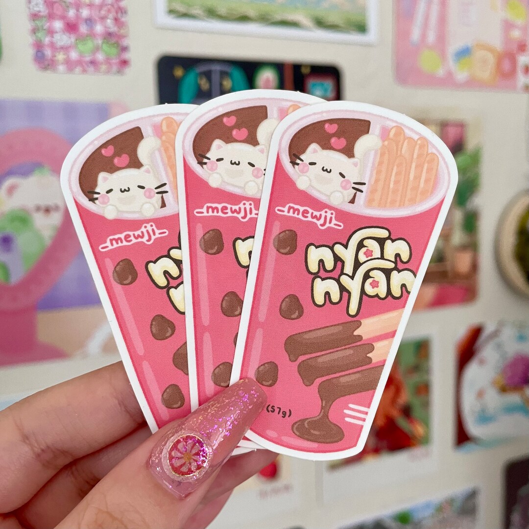 Nyan Nyan Chocolate | Japanese Biscuit Snack Waterproof Sticker - Etsy