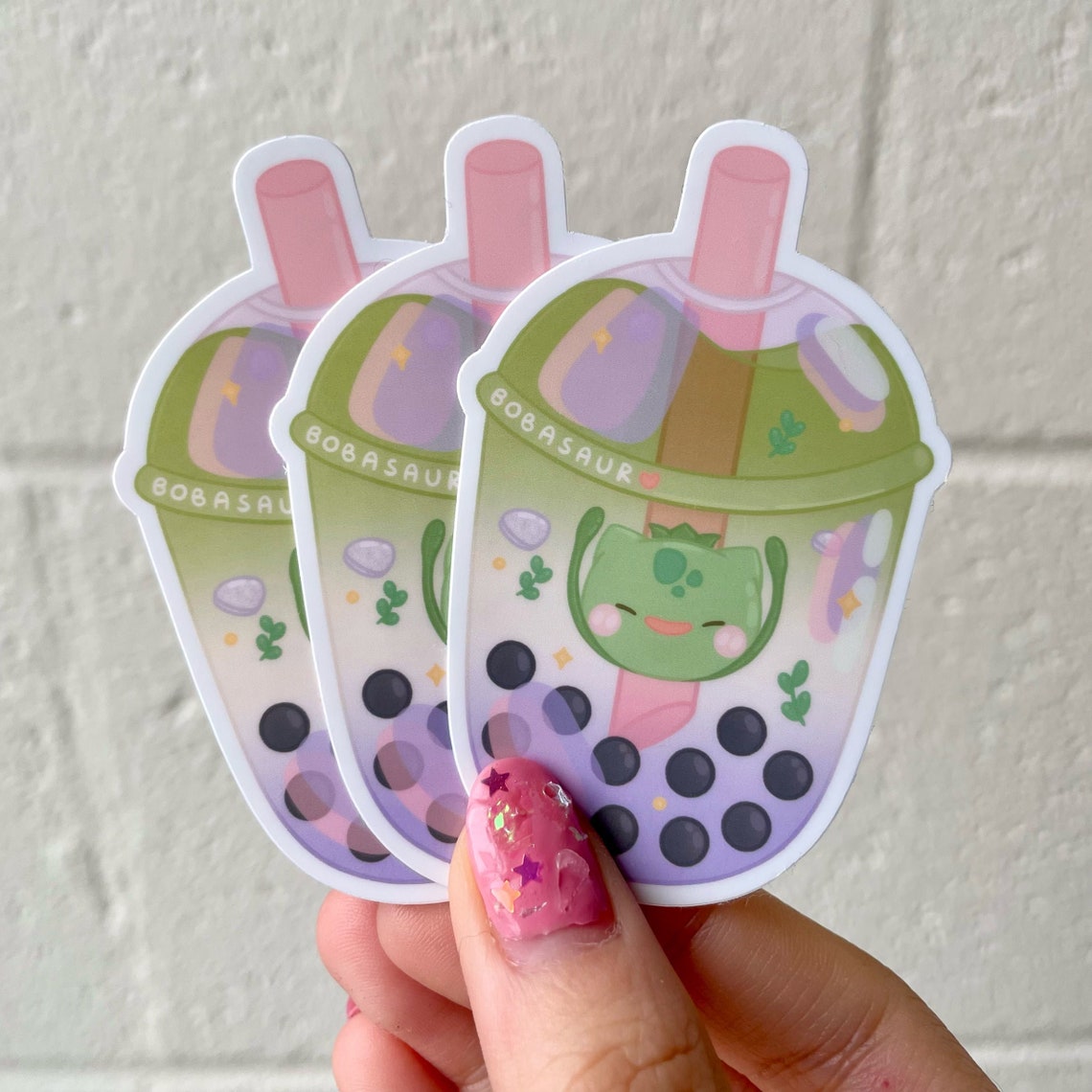Bobasaur Bulbasaur Matcha Taro Boba Milk Tea Waterproof - Etsy