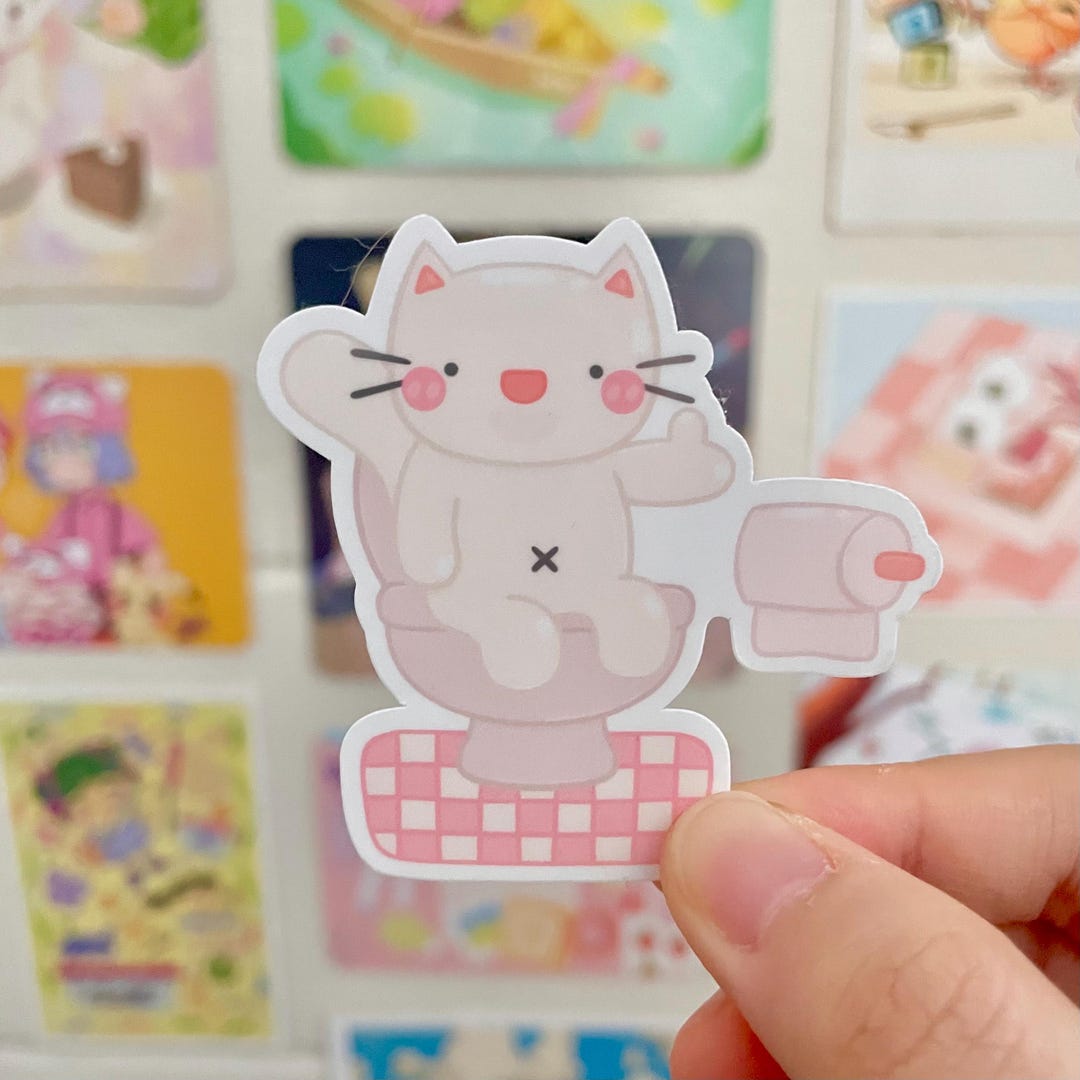Paw-tty Time Potty Time Cat on the Toilet Waterproof Sticker - Etsy