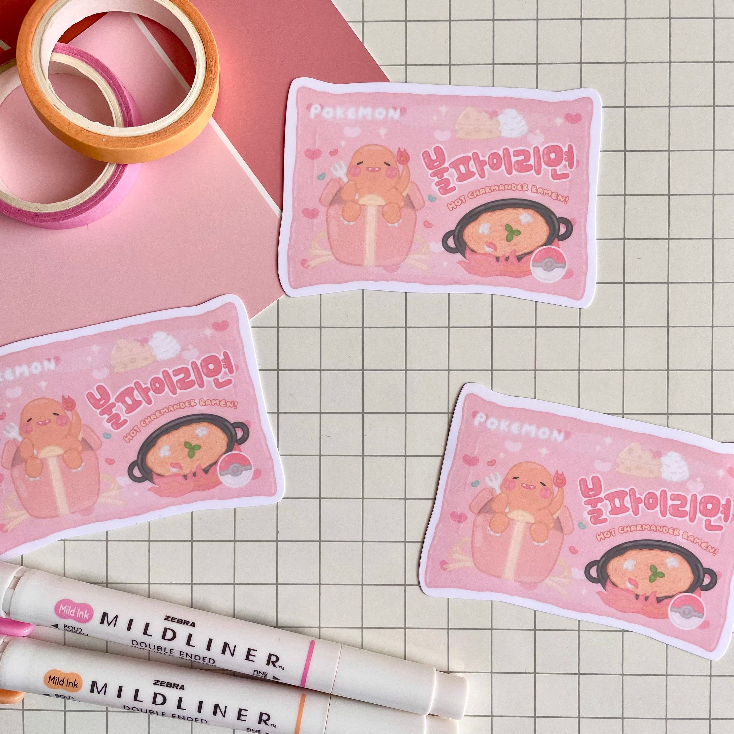 Charmander Korean Spicy Fire Noodle Waterproof Sticker - Etsy