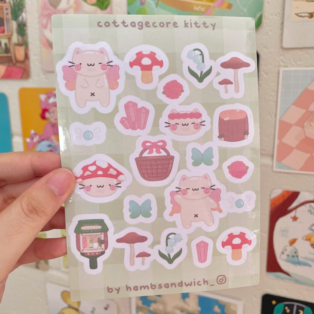 Cottagecore Kitty Bullet Journal Planner Waterproof Sticker Sheet - Etsy