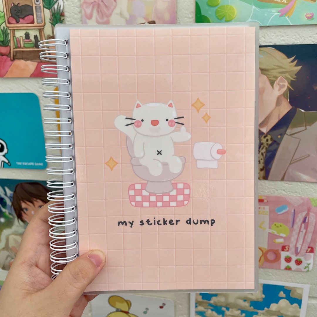 Cat on Toilet sticker Dump 5x7 Reusable Sticker Book - Etsy