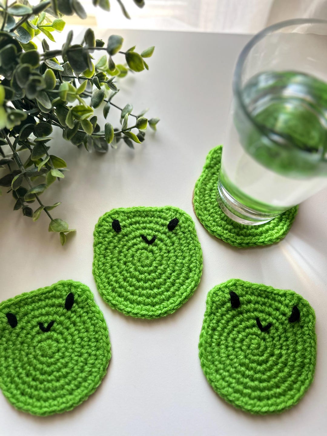 Cute Frog Coasters With Cork Backing Crochet - Etsy