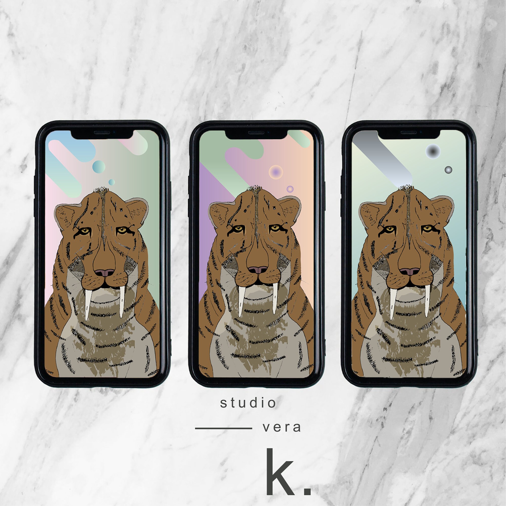 Cute Sabertooth Tiger Background Smartphone Illustrated - Etsy