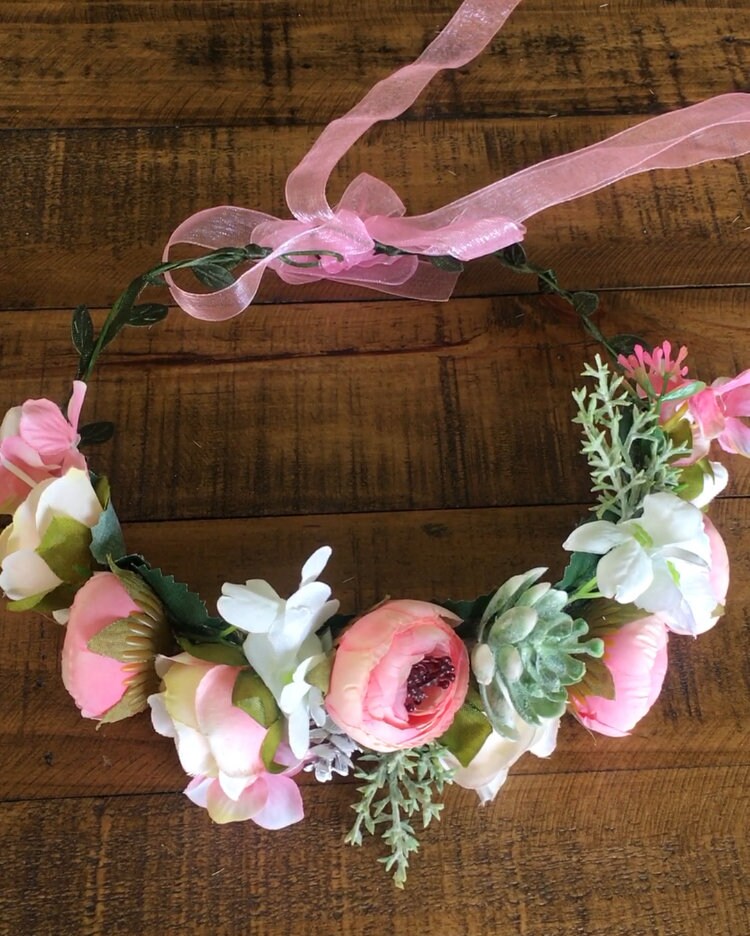 Pink Bridal Flower Crown Pink Wedding Flower Crown Flower - Etsy