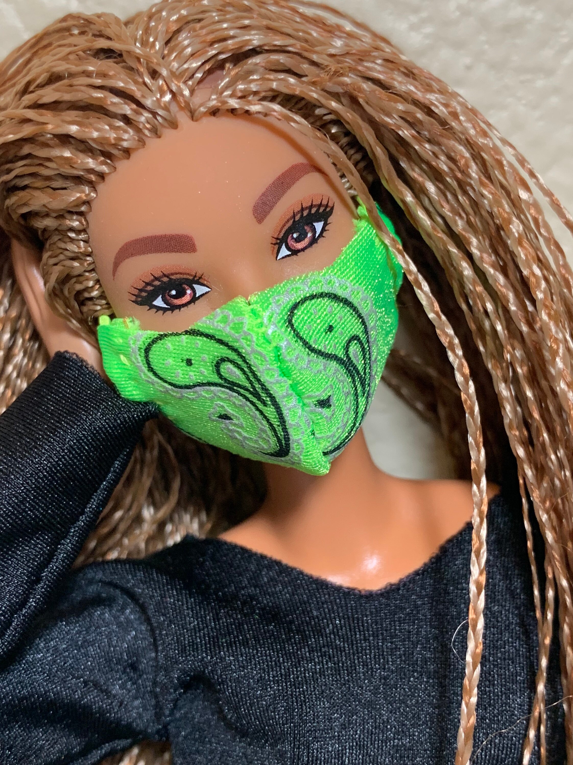 Face mask for Barbie doll green face mask for doll Barbie made | Etsy