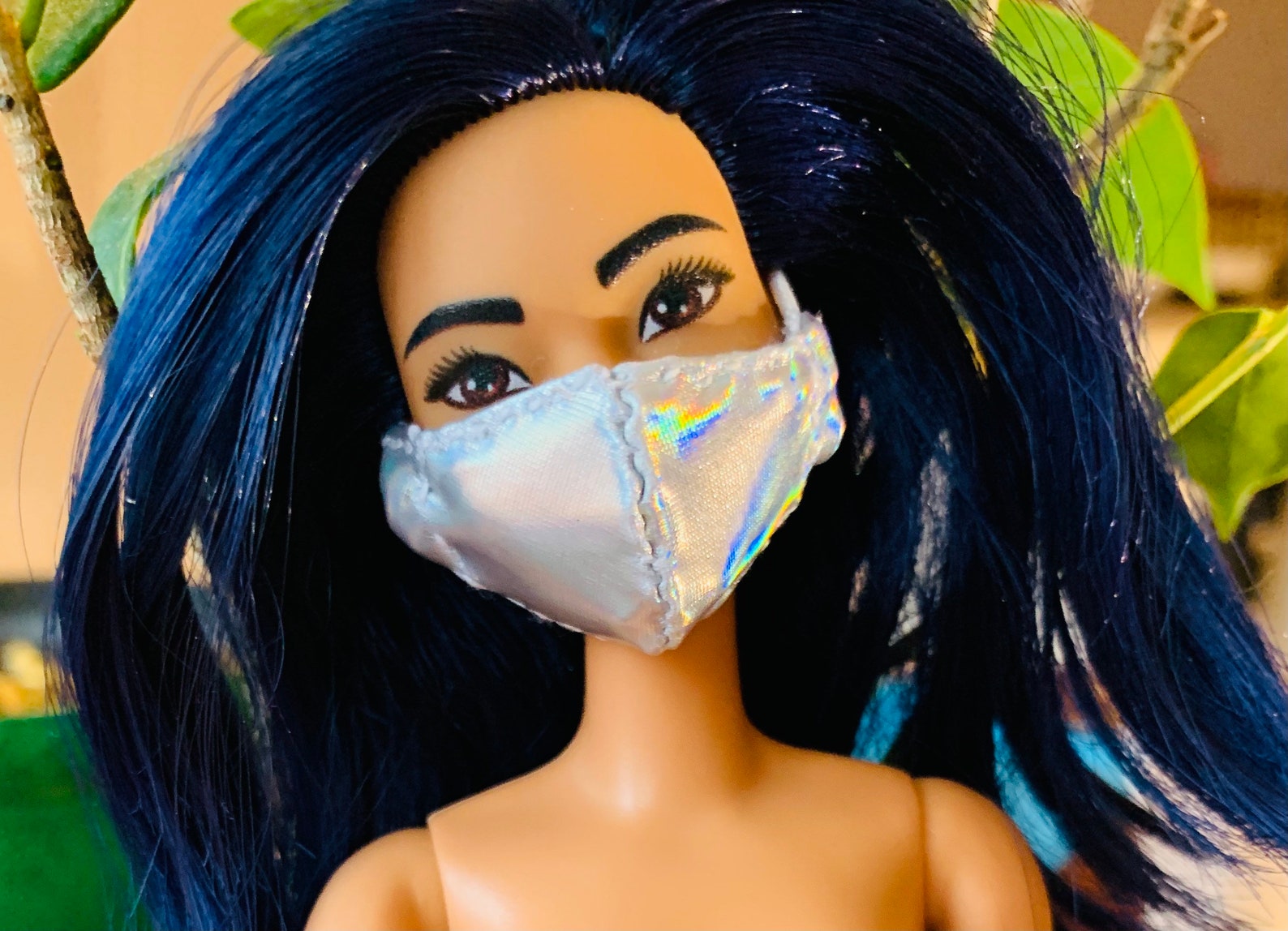 Holographic face mask for Barbie doll face covering for Barbie | Etsy