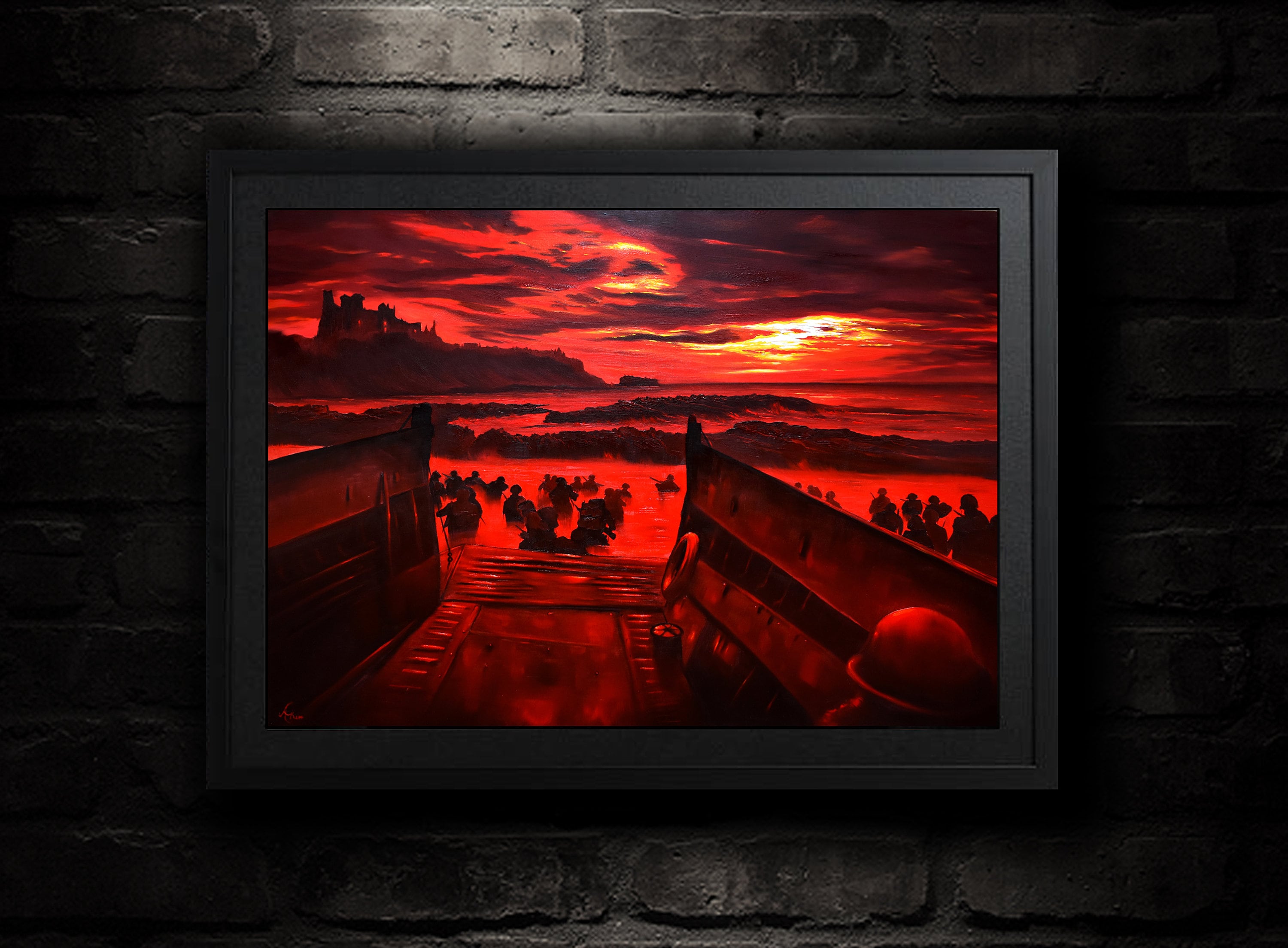 Storming the Beaches War Scene Hellscape Scene Oil Painting - Etsy