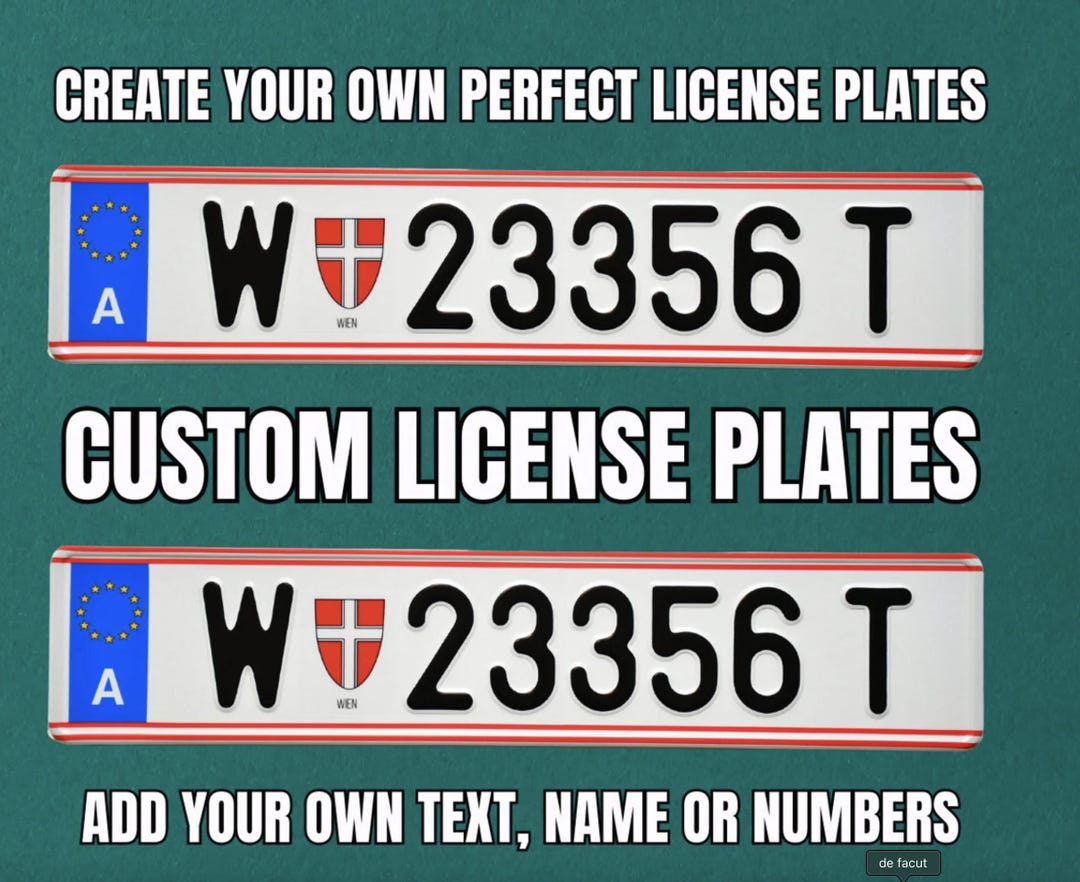 Personalized Austrian License Plates With YOUR TEXT / Personalized ...