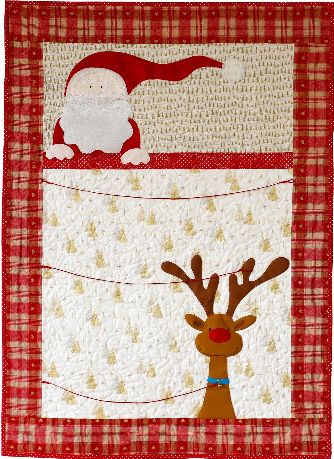 Christmas Applique PDF Patern, Whimsical Rudolf and Santa Claus Quilt ...