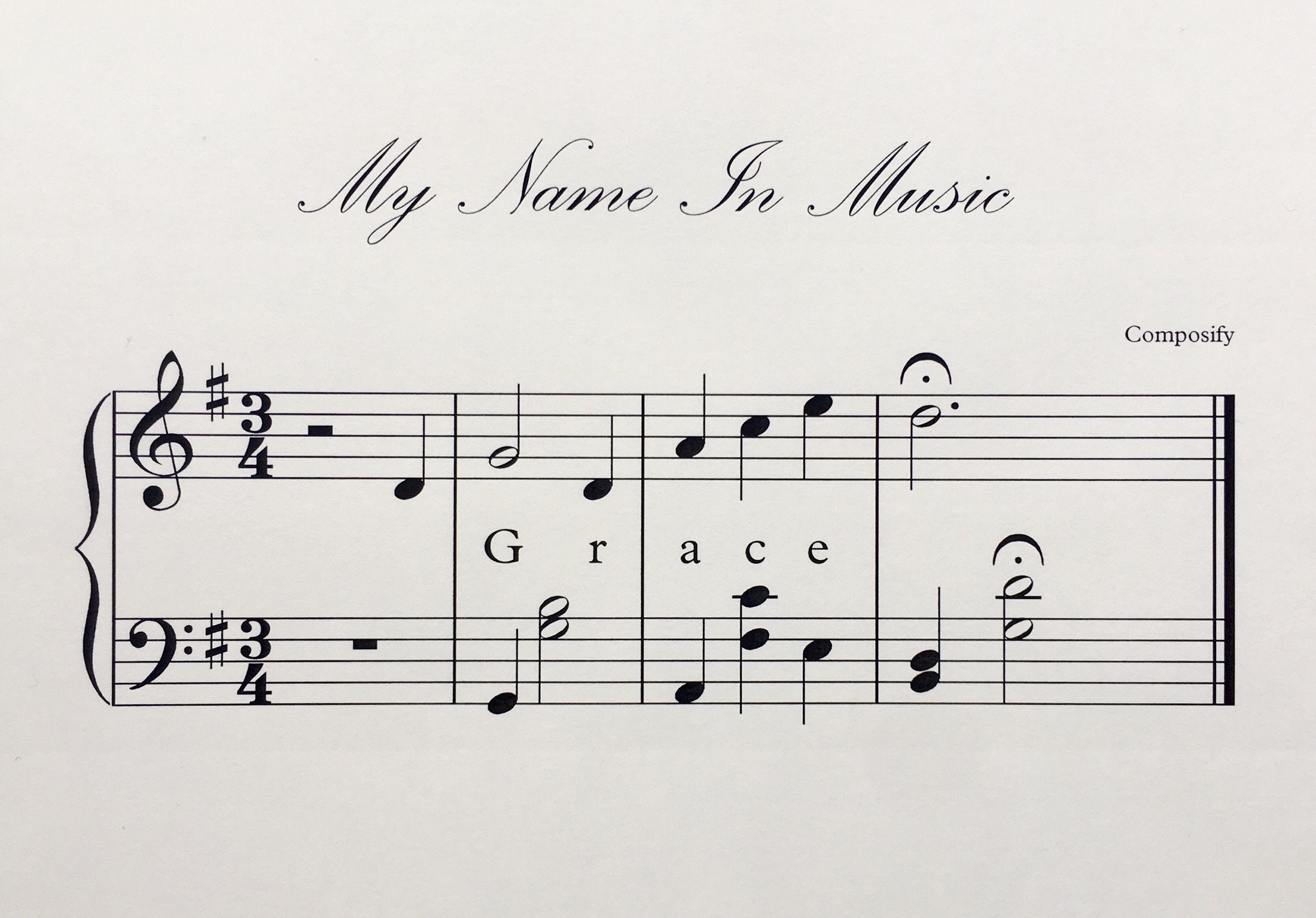 Personalized Name in Music Notes, Custom Wall Art (PDF) Bespoke ...