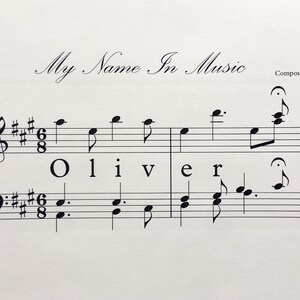 Personalized Name in Music Notes, Custom Wall Art (PDF) Bespoke ...