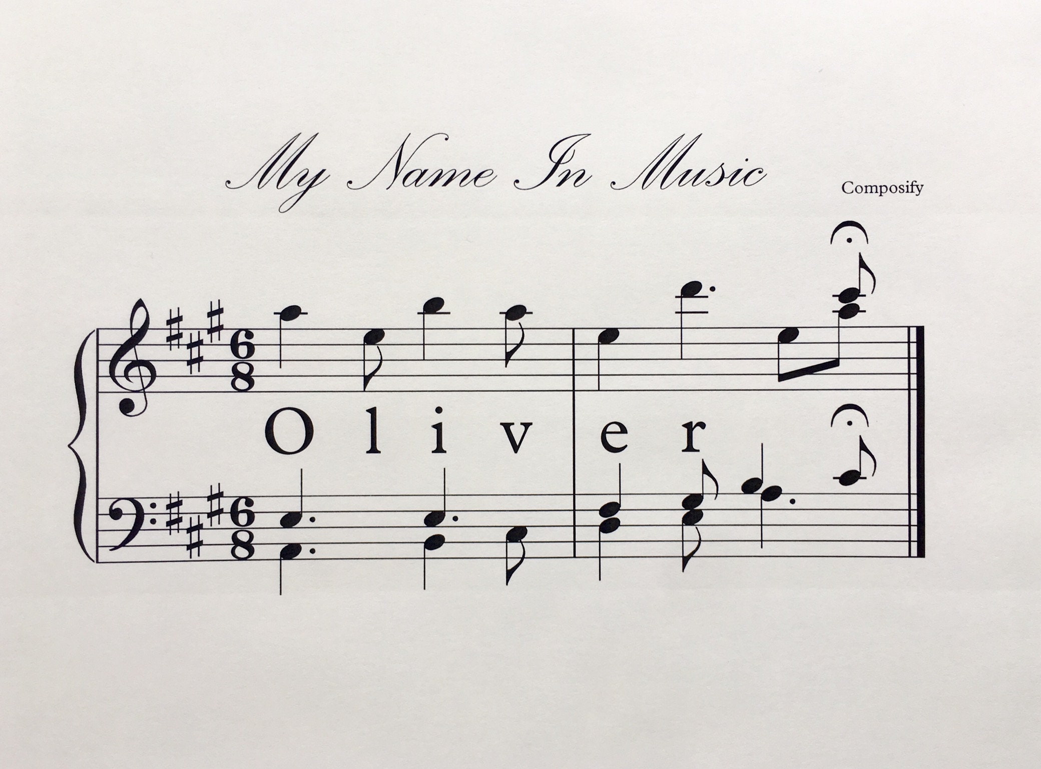 Personalized Name in Music Notes, Custom Wall Art (PDF) Bespoke ...