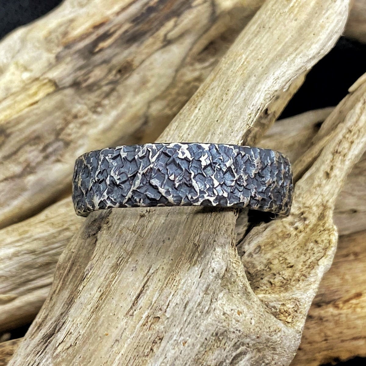 Two Tone Textured Band Sterling Silver - Etsy