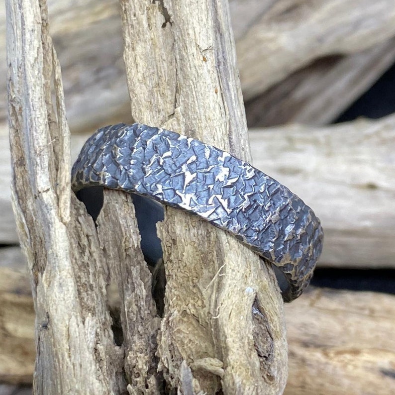 Two Tone Textured Band Sterling Silver - Etsy