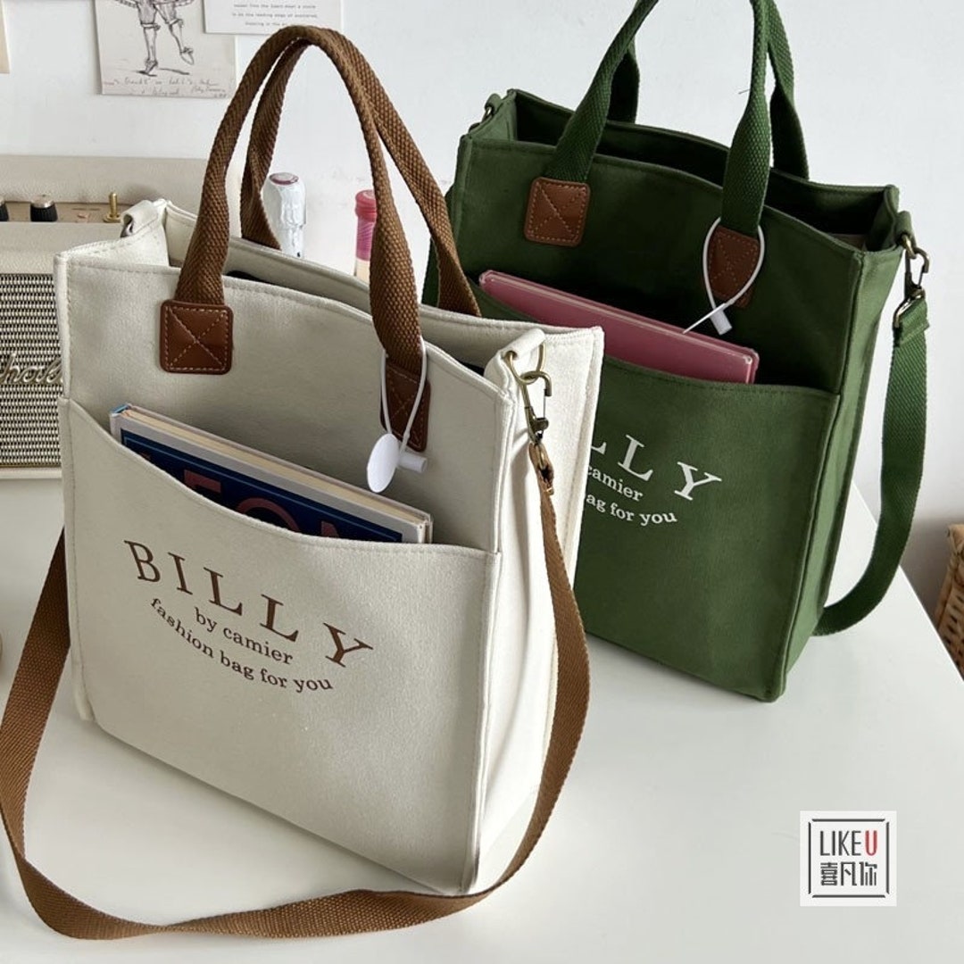 Multi-pocket Tote Crossbody Canvas Bagcanvas Bagscanvas - Etsy